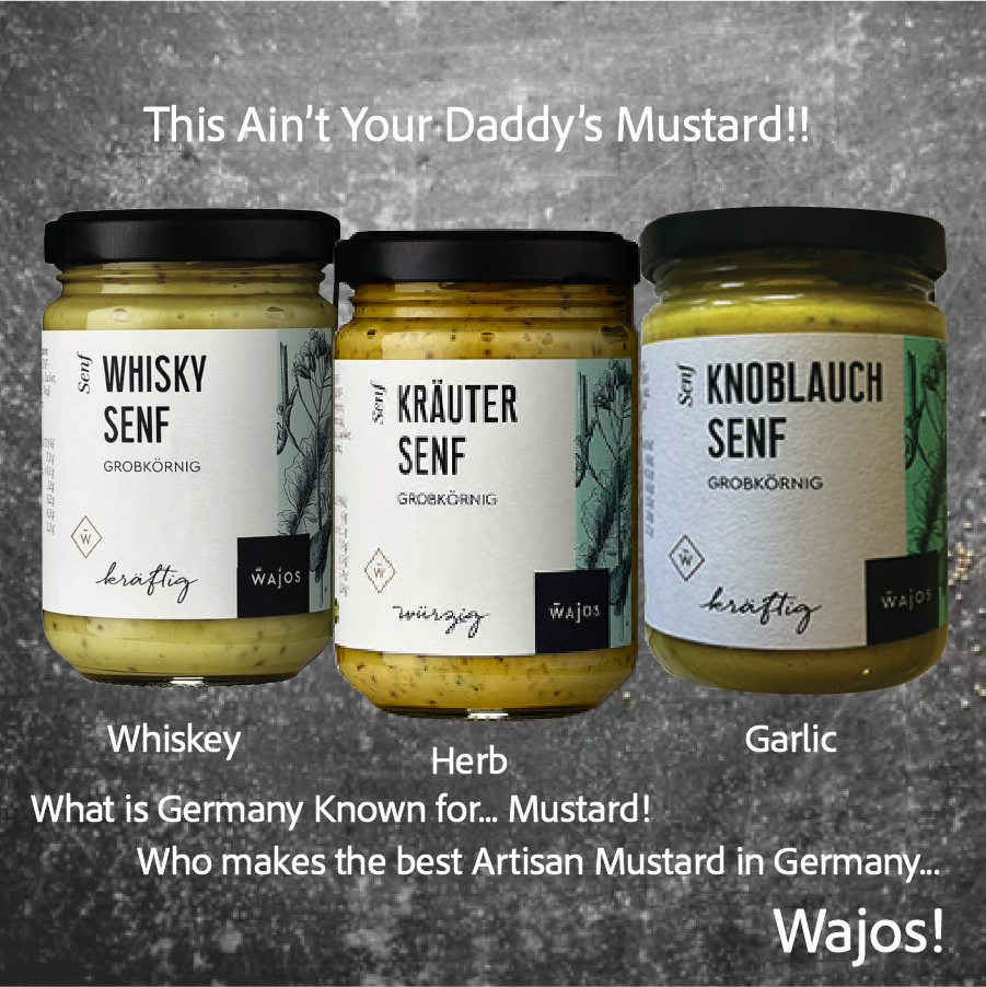 German Artisan Mustard 3 Flavor Set - Whiskey, Garlic, and Herb Mustar ...